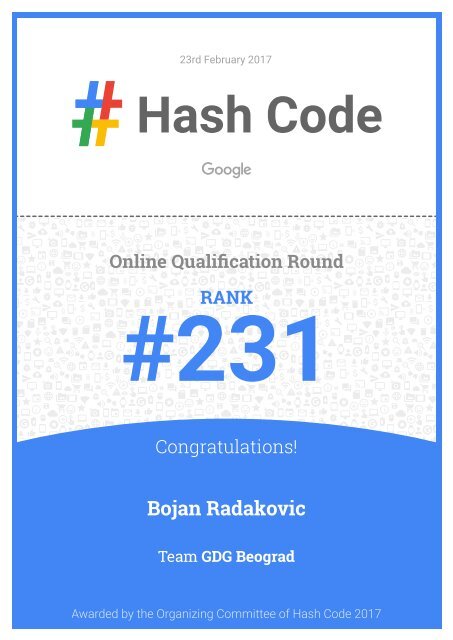 Hash Code 2017 - Certificate for Online Qualification Round