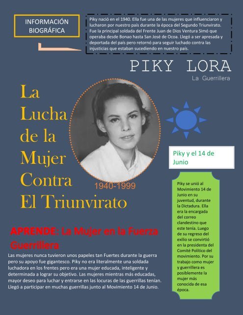 Piky Lora, Una Mujer Luchadora