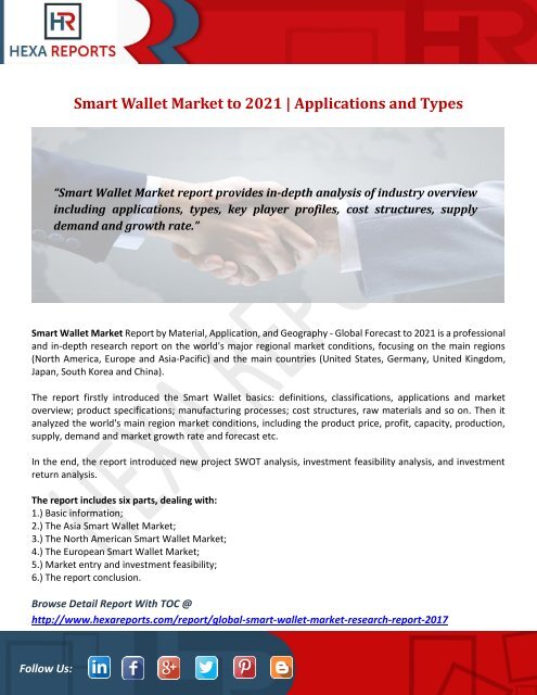 Smart Wallet Market to 2021 Applications and Types