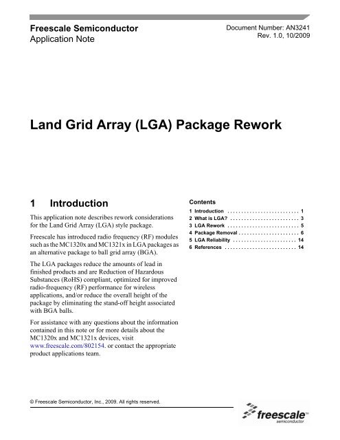 Land Grid Array (LGA) Package Rework - Freescale Semiconductor