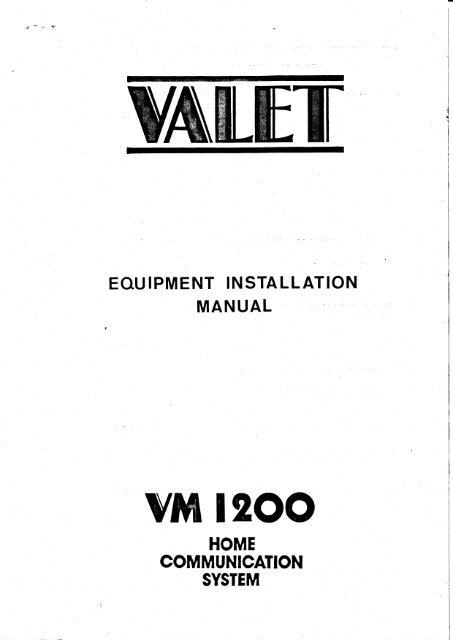 Valet VM1200 installation Manual