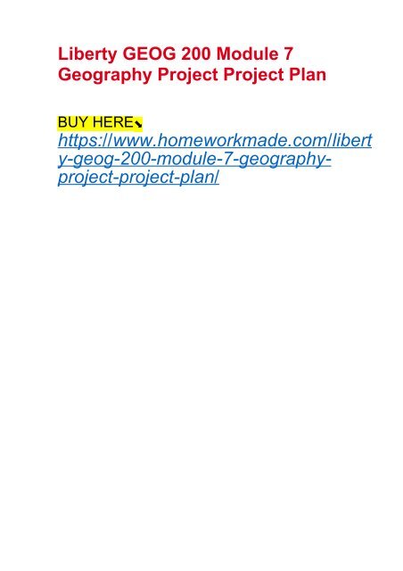 Liberty GEOG 200 Module 7 Geography Project Project Plan