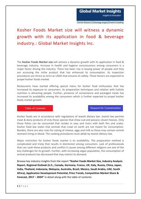 Kosher Foods Market