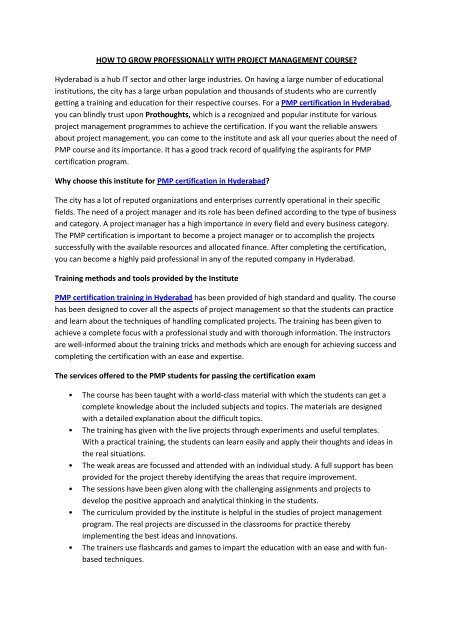 HOW TO GROW PROFESSIONALLY WITH PROJECT MANAGEMENT COURSE?