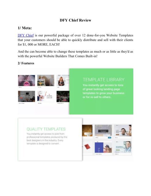 DFY CHIEF REVIEW - Why should you buy it