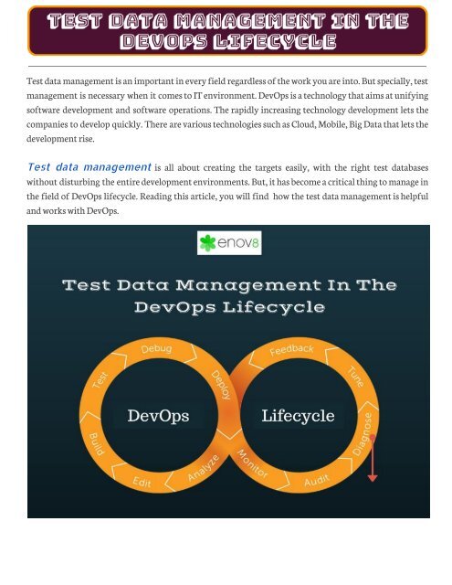 Test Data Management In The DevOps Lifecycle
