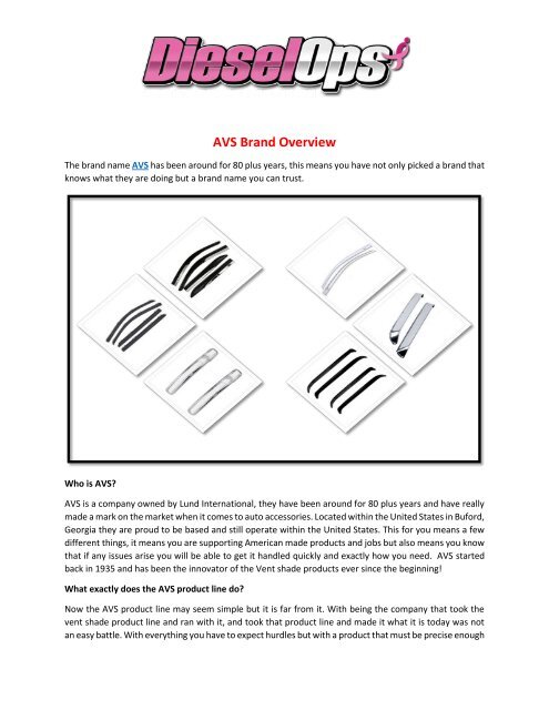 AVS Brand Overview