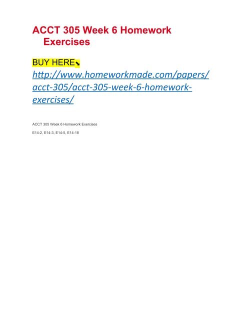 ACCT 305 Week 6 Homework Exercises