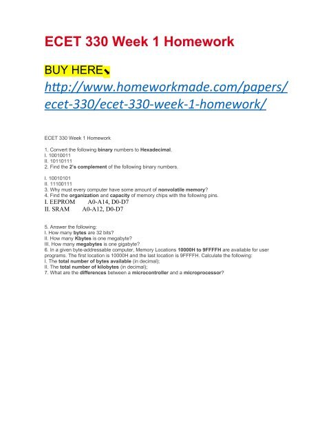 ECET 330 Week 1 Homework