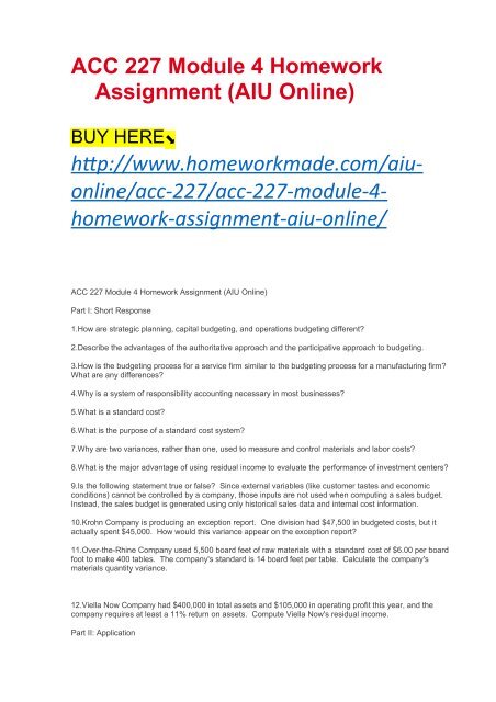 ACC 227 Module 4 Homework Assignment (AIU Online)