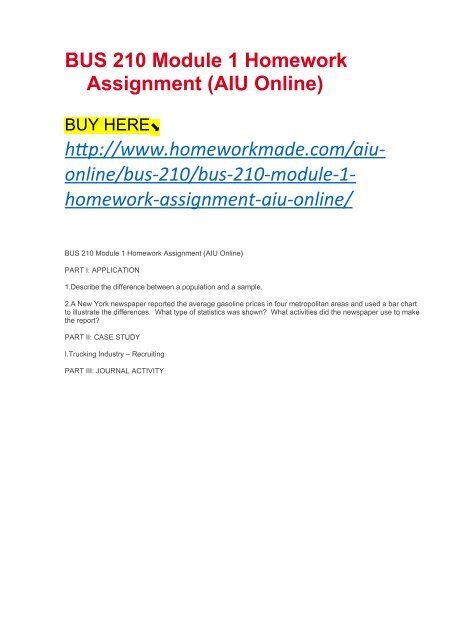 BUS 210 Module 1 Homework Assignment (AIU Online)