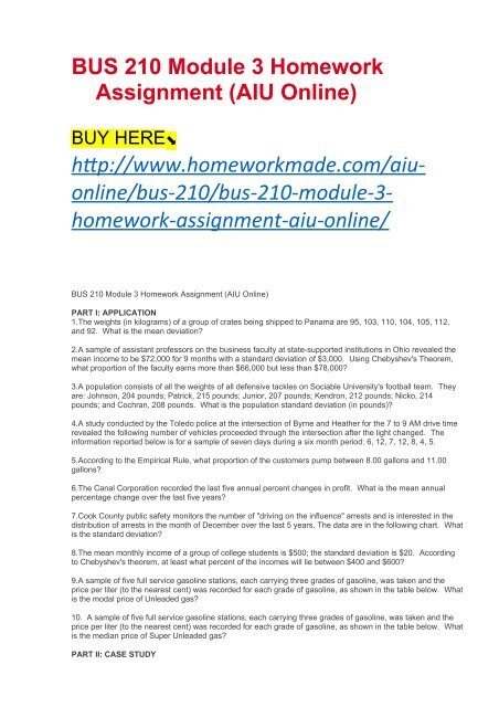 BUS 210 Module 3 Homework Assignment (AIU Online)