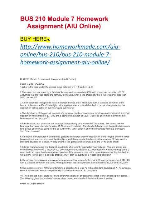 BUS 210 Module 7 Homework Assignment (AIU Online)