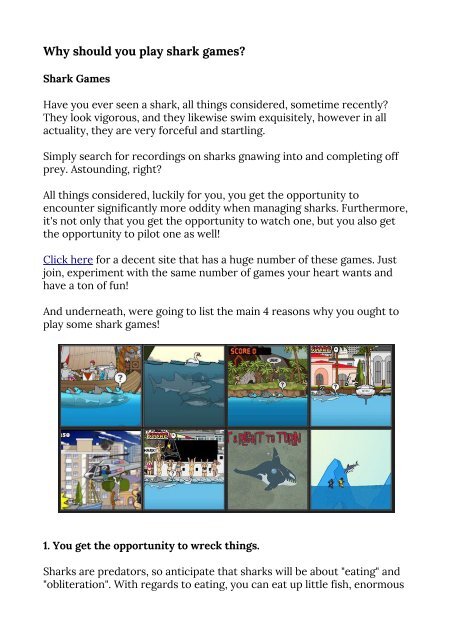 Why should you play shark games