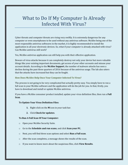 What to Do If My Computer Is Already Infected With Virus?