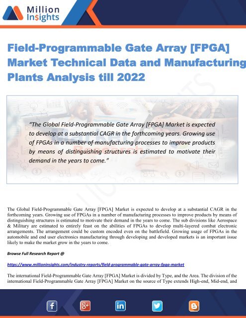 Field-Programmable Gate Array [FPGA] Market Technical Data and Manufacturing Plants Analysis ...
