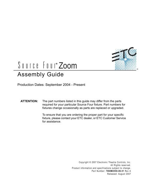 Source Four Zoom Assembly Guide - ETC