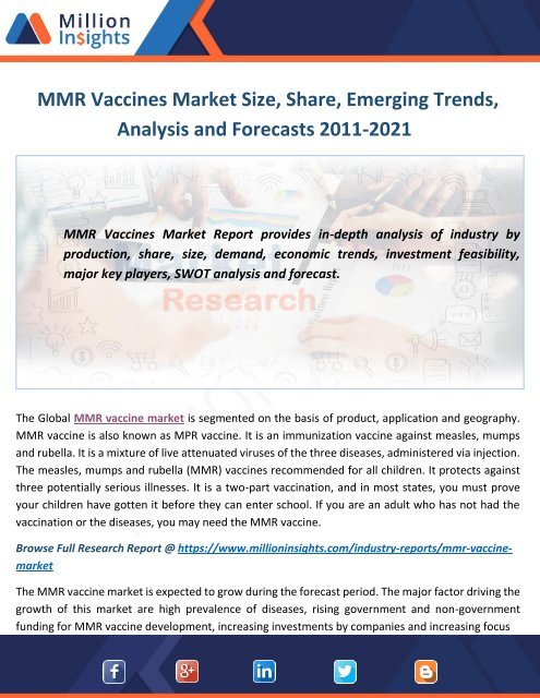 MMR Vaccines Market Research Report 2021