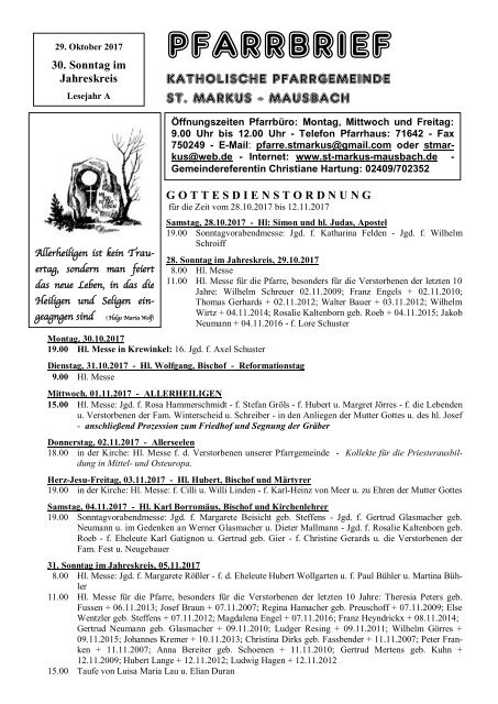 Pfarrbrief 29.10.2017