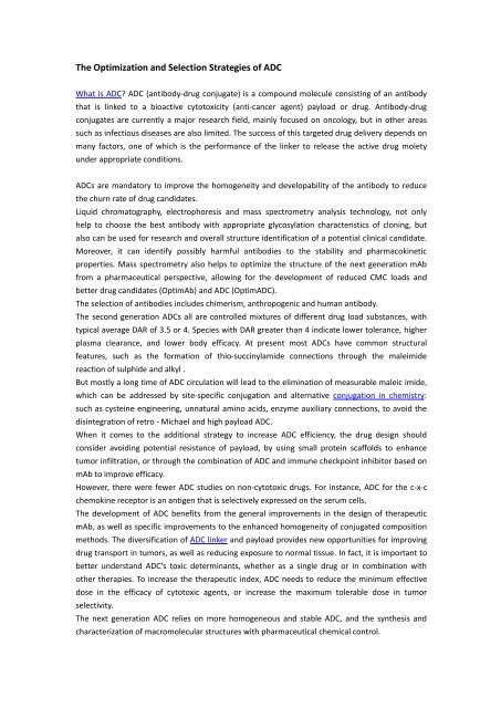 The Optimization and Selection Strategies of ADC