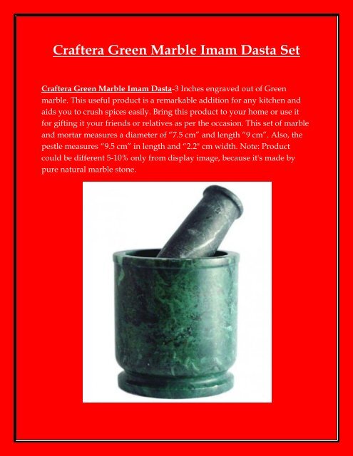 Craftera Green Marble Imam Dasta Set