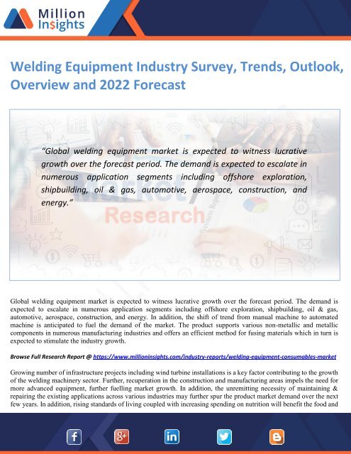 Welding Equipment Industry Survey, Trends, Outlook, Overview and 2022 ...