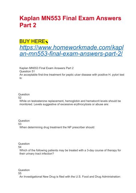 Kaplan Mn553 Final Exam Answers Part 2