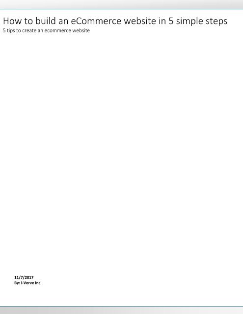 How to build a great ecommerce website in 5 steps