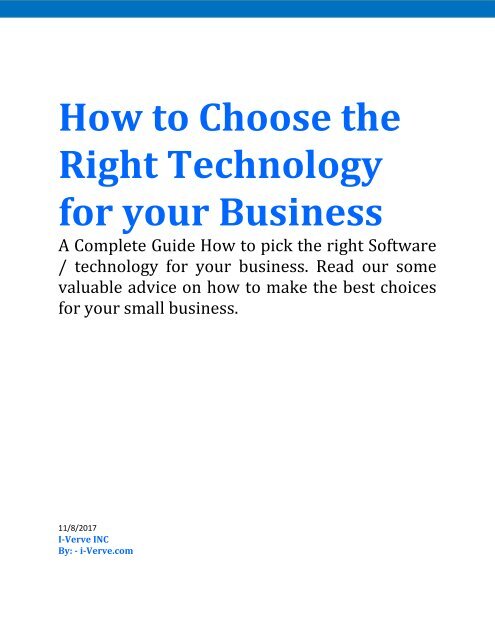 How to Choose the Right Technology for your Business