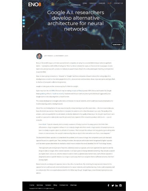 Google A.I. researchers develop alternative architecture for neural ...