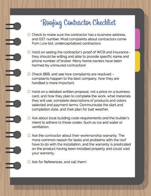 Roofing Contractor Checklist