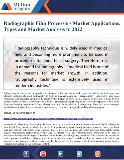 Radiographic Film Processors Market Applications, Types and Market ...