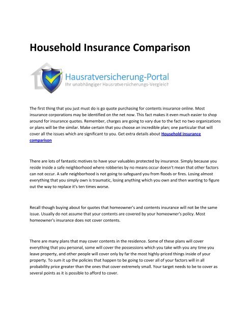 6 Household insurance comparison