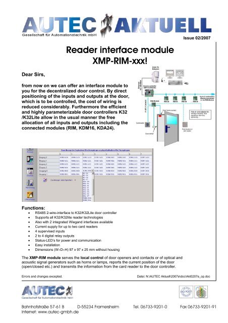 Reader interface module XMP-RIM-xxx!