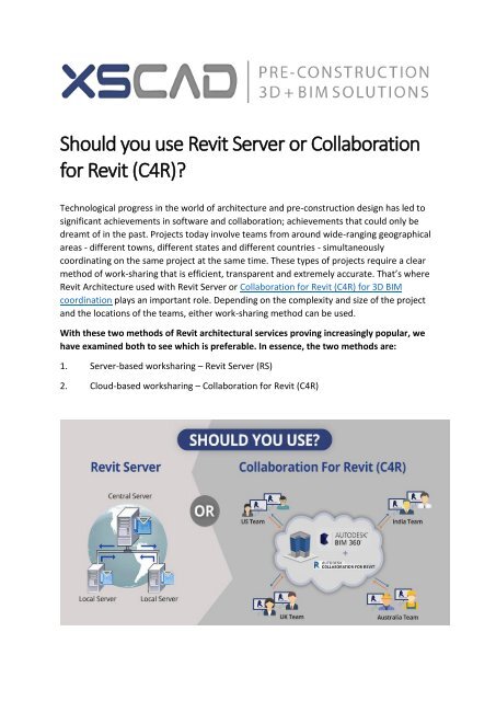 Revit Server or Collaboration for Revit