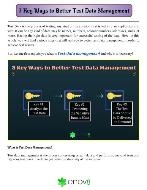 3 Key Ways to Better Test Data Management
