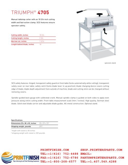Triumph 4705 TableTop Paper Cutter Machine - Printfinish.com