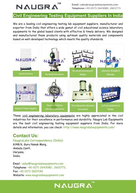 Civil Engineering Testing Equipment Suppliers