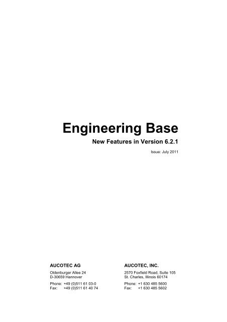Engineering Base New Features in Version 6.2.1 - Aucotec AG