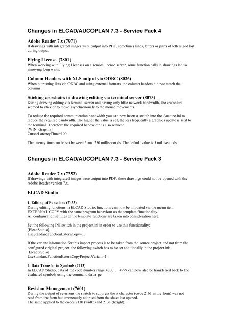 Changes in ELCAD/AUCOPLAN 7.3 - Service Pack 4 Changes in ...