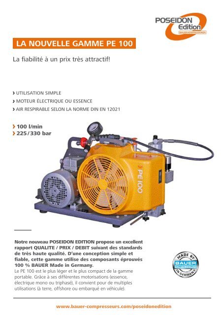 LA NOUVELLE GAMME PE 100 - Bauer Kompressoren
