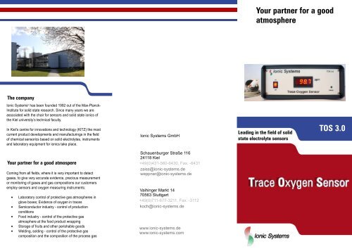 Trace Oxygen Sensor - TOS 3.0