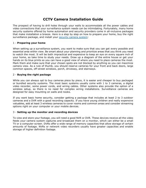 CCTV Camera Installation Guide