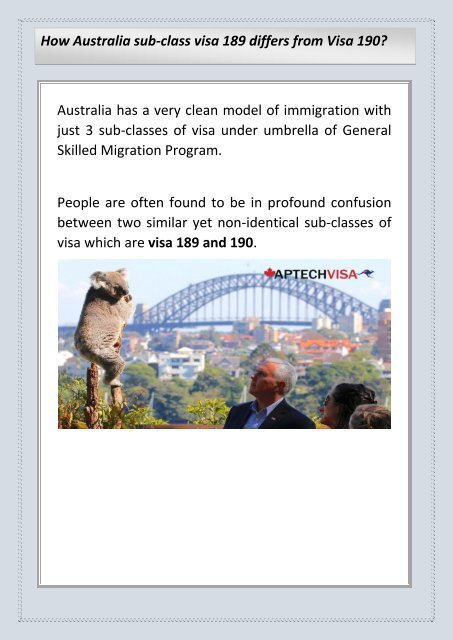 How Australia Sub-class Visa 189 differs from Visa 190