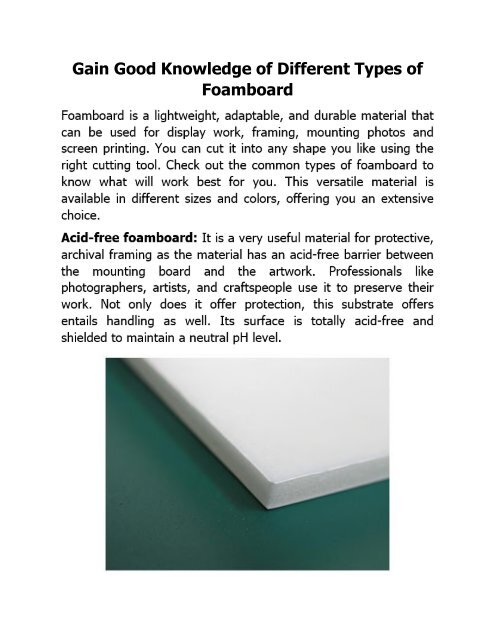 Gain Good Knowledge of Different Types of Foamboard