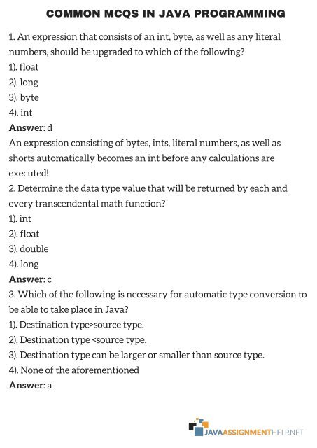 Common MCQs in Java Programming