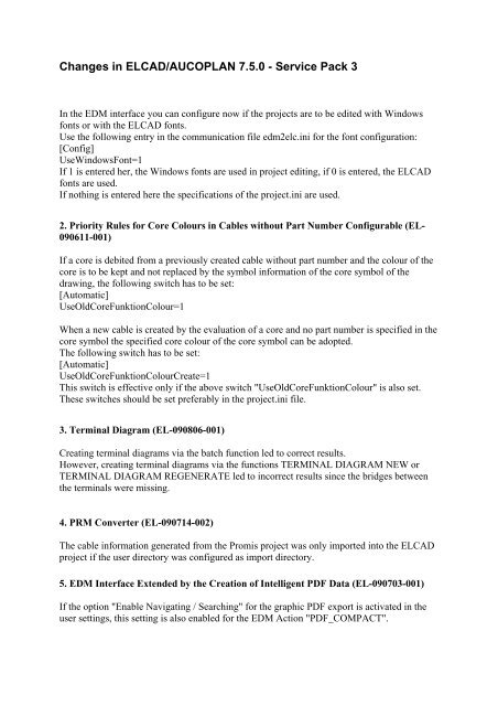 Changes in ELCAD/AUCOPLAN 7.5.0 - Service Pack 3