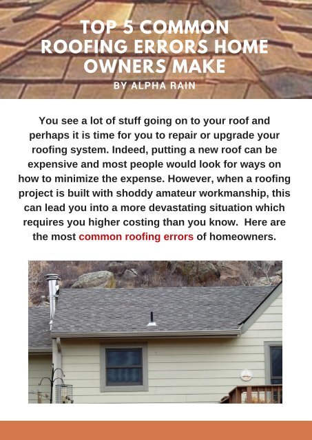 Do you know the Common Roofing Errors?
