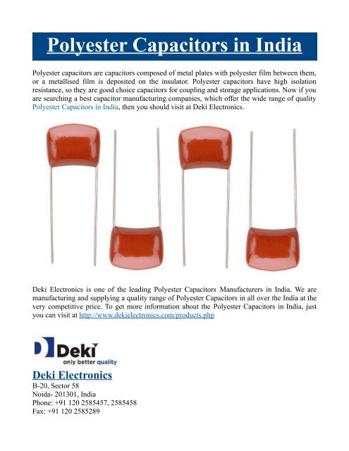 Polyester Capacitors in India