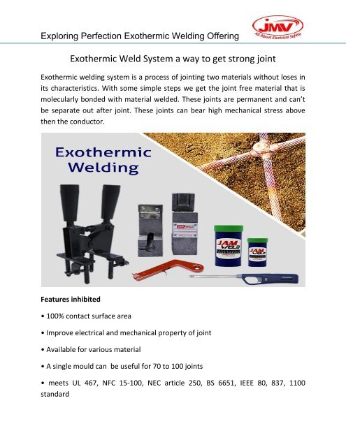 Exothermic Weld System a way to get strong joint